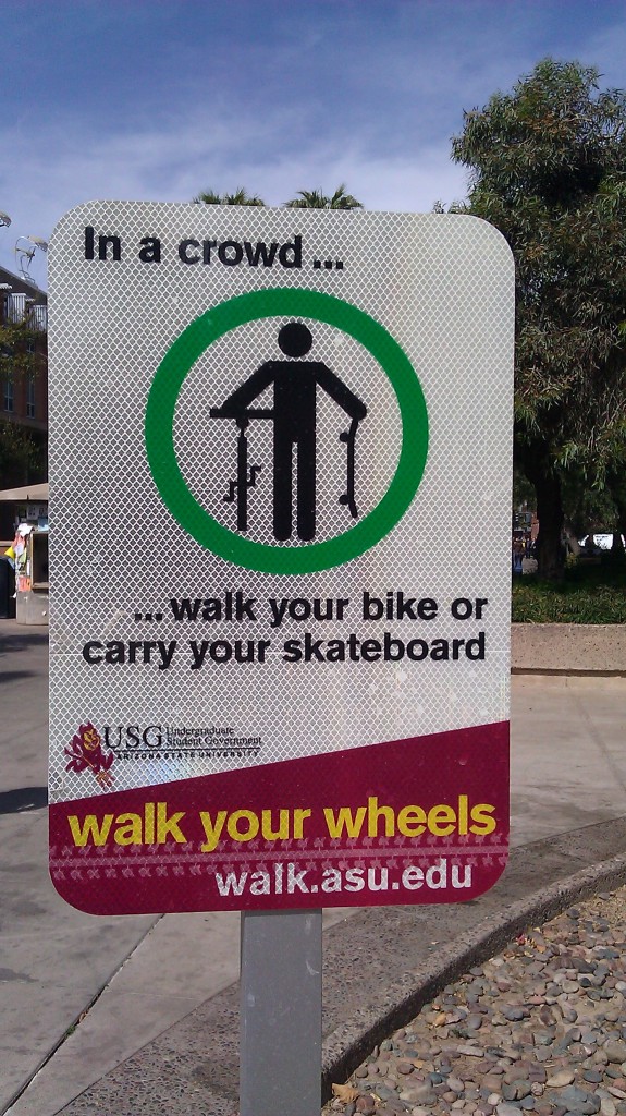 Walk Your Wheels Campaign on ASU Tempe Campus – Tempe Bicycle Action Group
